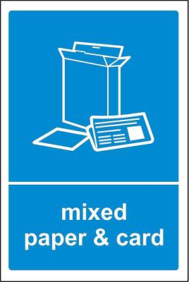 Mixed Paper and card Recycling Sign / Sticker - Self adhesive sticker ...