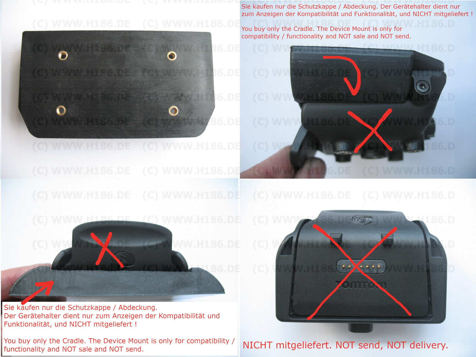 #392 Halter Adapter Platte Handy Tasche kompatibel mit TomTom Rider V2 ...