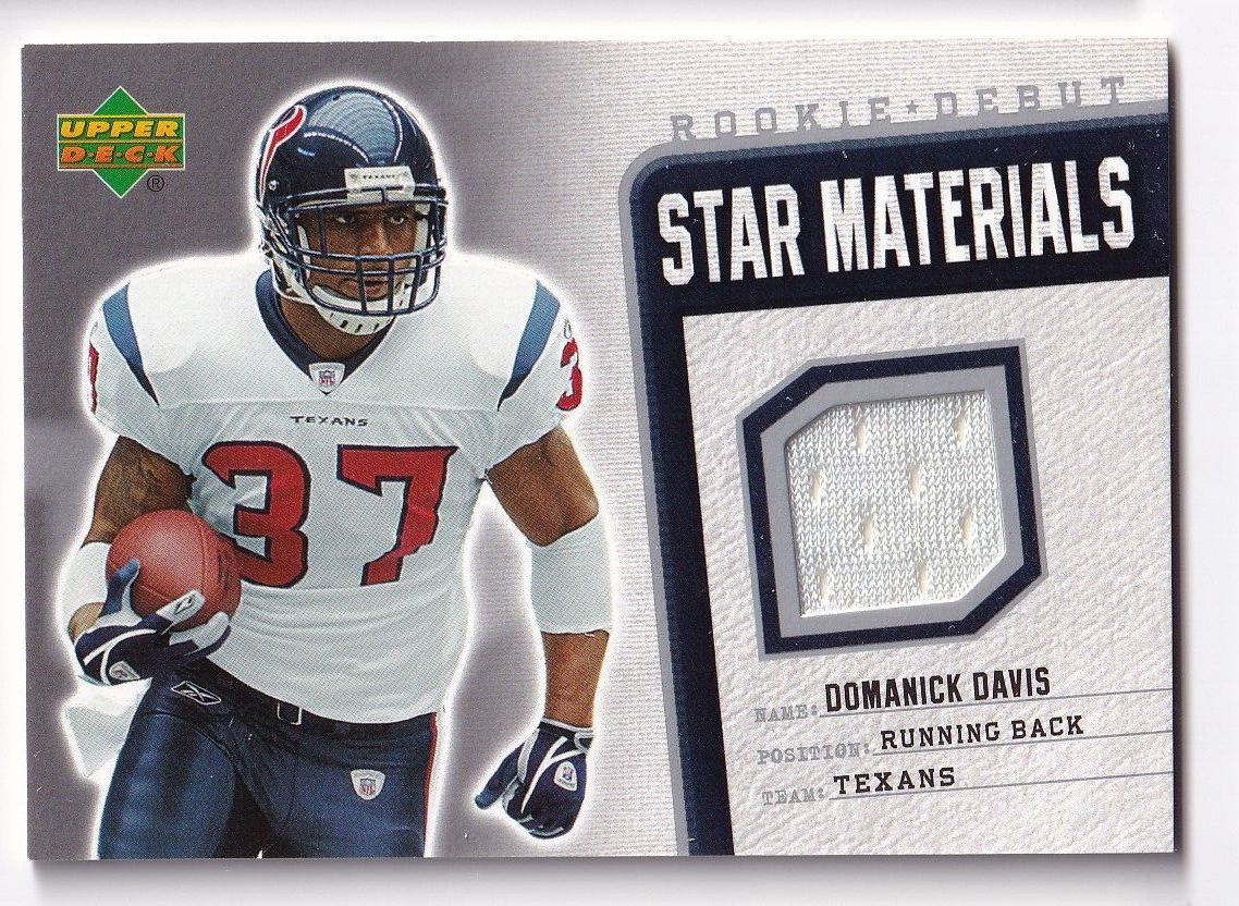 Domanick Davis 2006 UD Rookie Debut Star Materials Game Worn White ...