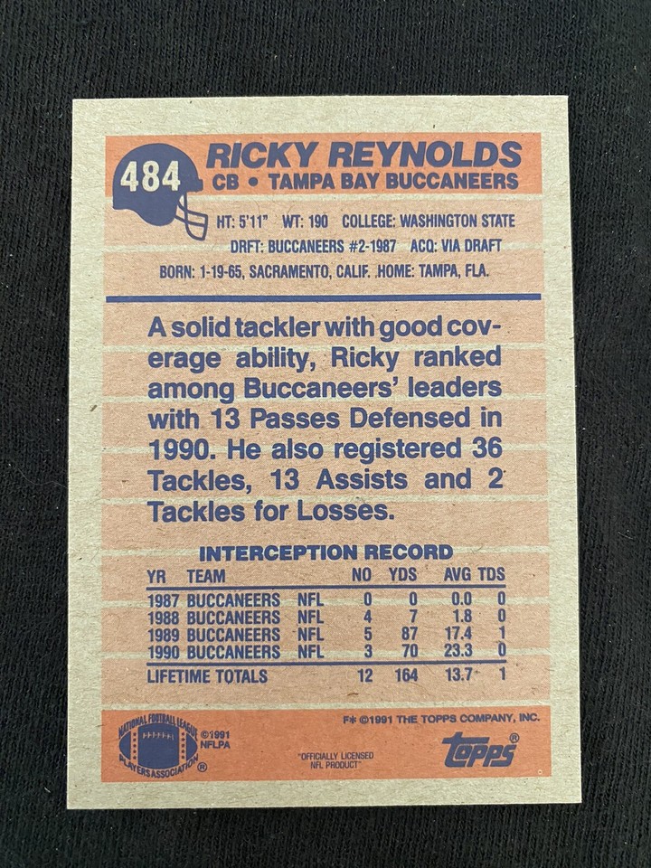 1991 Topps - #484 Ricky Reynolds | eBay