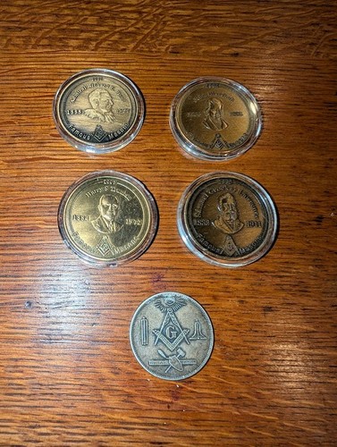 Masonic Coins Famous Freemasons--LOT OF 5 | eBay