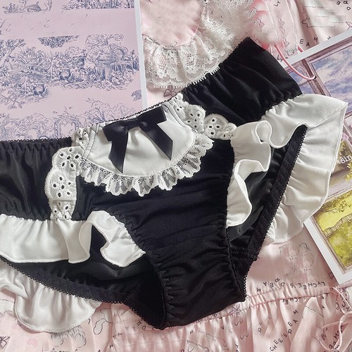 New Japanese Cute Girls Ruffles Bow Panties Briefs Maid Princess JK ...