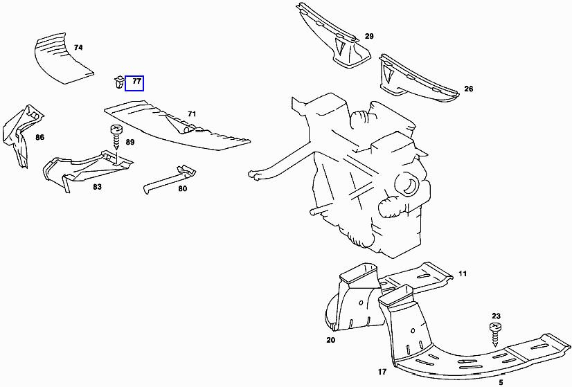 Mercedes W123 Air Intake Grille Cover Trim Rivet Clip A1239900492 New ...