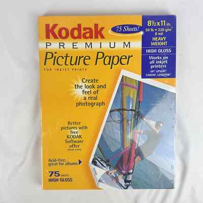 Kodak Premium Inkjet High Gloss Heavy Weight Photo Paper 75 sheets 8 ...