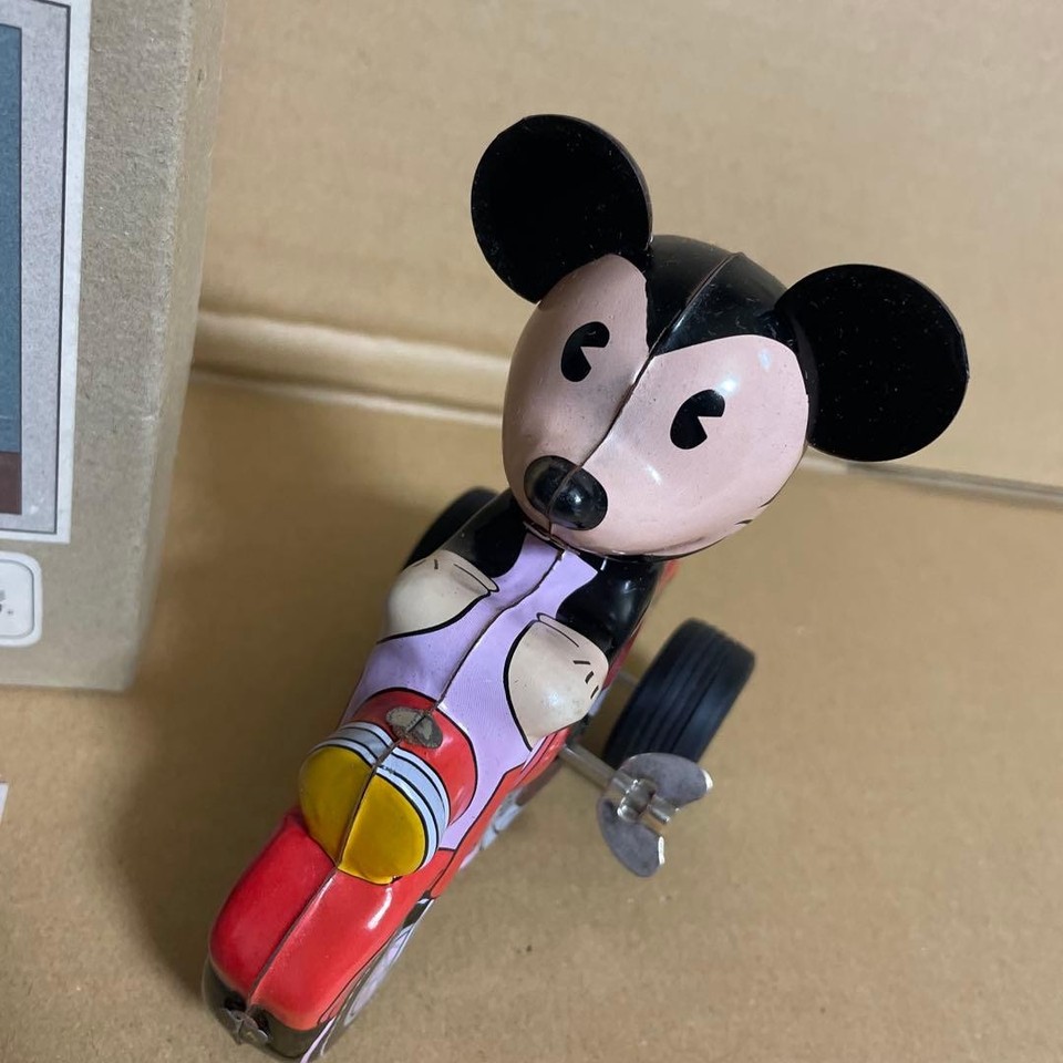 Young Epoch Mickey Mouse Motorcycle Wind-Up Tin Toy Figure Showa Retro ...