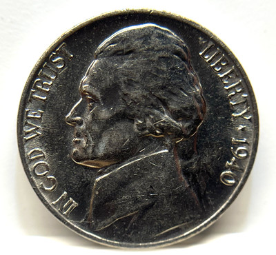 1940 Rev of 40 Proof Jefferson Nickel - 5C Early Date Proof Jefferson ...