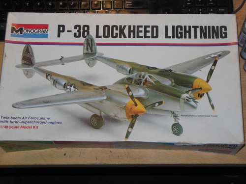Monogram P-38 Lockheed Lightning 1/48 Scale Model Kit Complete USA 1973 ...