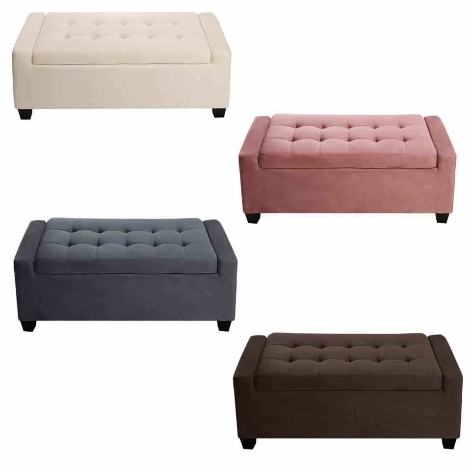 Chesterfield Velvet Window Seat Extra Large Bench Ottoman Storage Unit ...