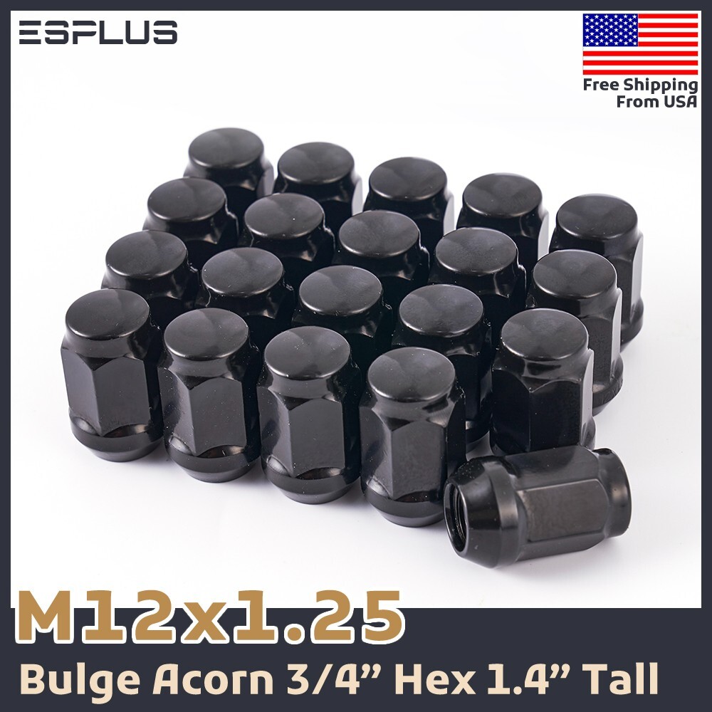 20 Pc Subaru Lug Nut M12x1.25 Black Fit Ascent/BRZ/Crosstrek/Forester ...