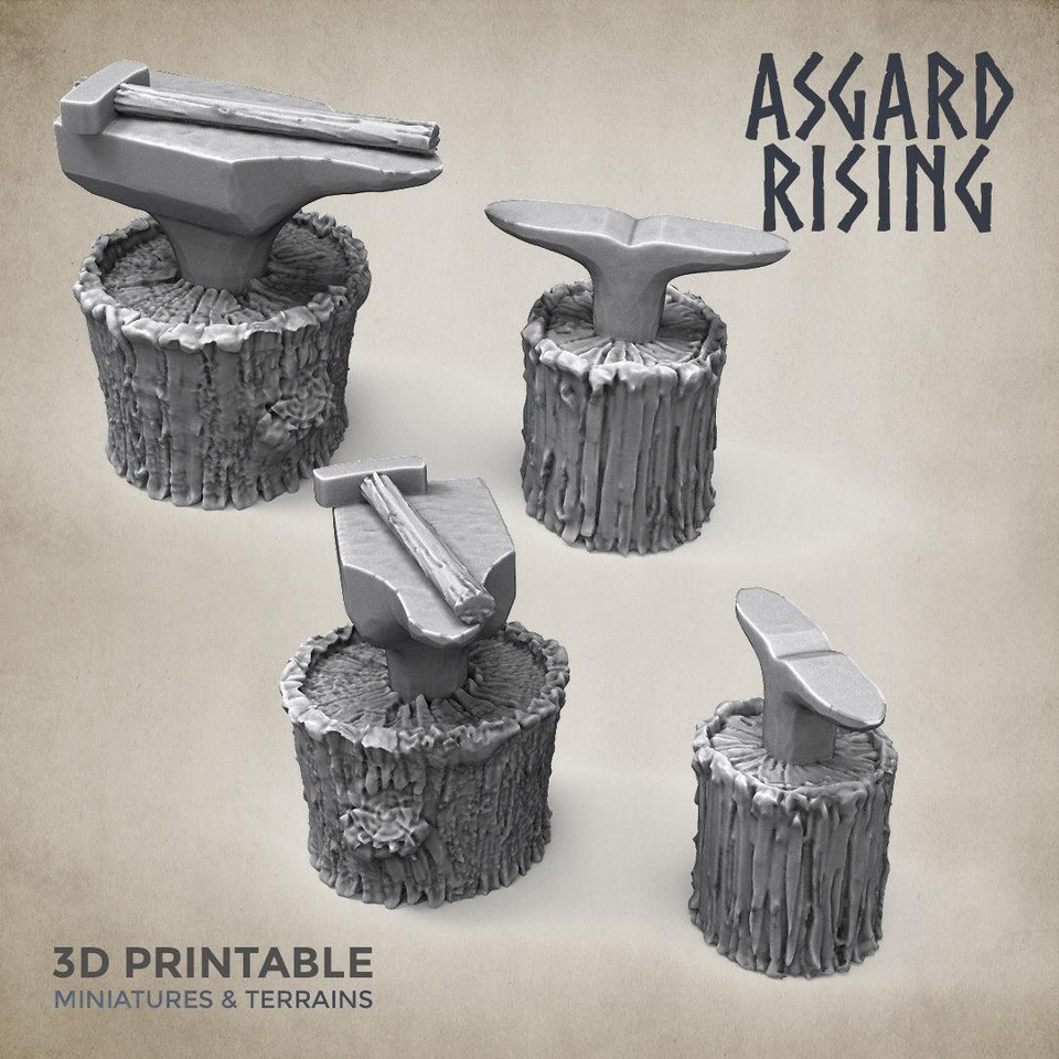 3D Printed Asgard Rising Blacksmith Forge Anvil Props Set 28 32 mm ...