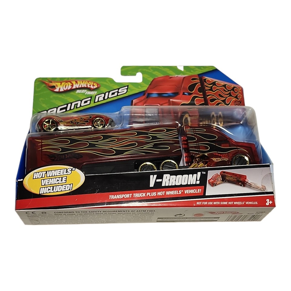 Hot Wheels 2009 V-RROOM! Transport Truck plus Hot Wheel Vehicle Rare ...