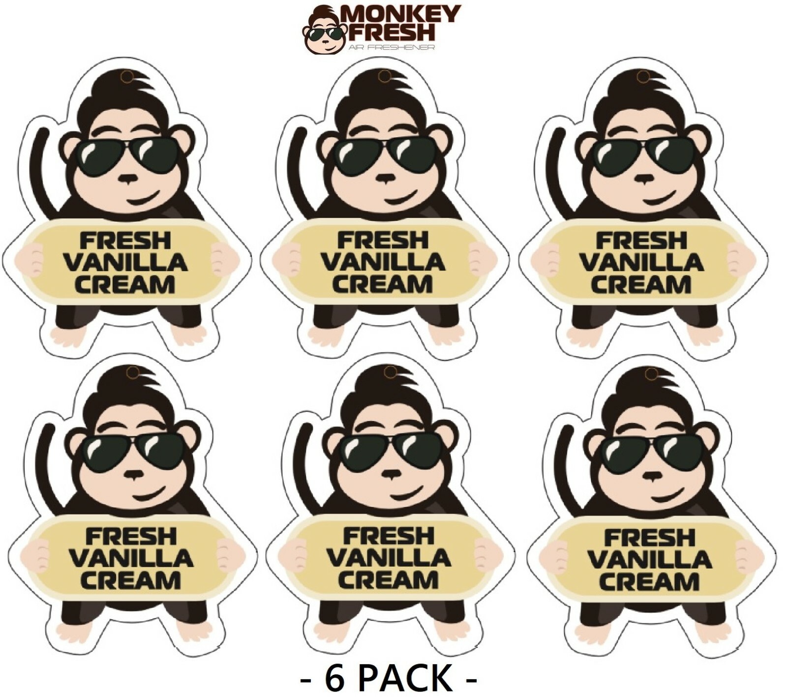 6 pc Monkey Fresh Hanging Car Air Freshener Vanilla Scent | eBay