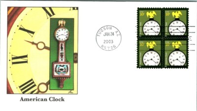 COLONIAL ERA AMERICAN CLOCK BALD EAGLE FLEETWOOD CACHET 2003 FDC UNADDR ...