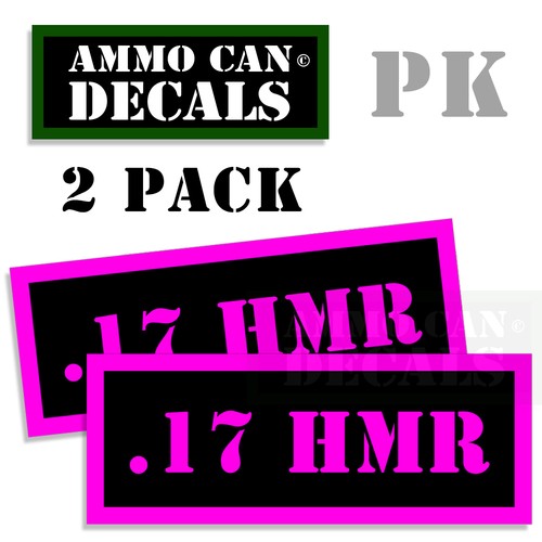 17 HMR Ammo Can Labels Hornady Ammunition Decals Stickers 2 pack PINK ...