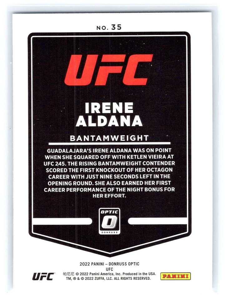 2022 PANINI DONRUSS OPTIC UFC #35 IRENE ALDANA | eBay