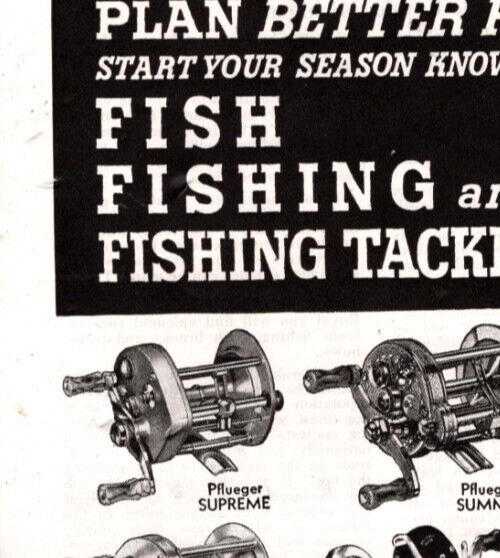 1940 PFLUEGER FISHING TACKLE PRINT AD, LURES, REELS, VINTAGE OUTDOORS ...