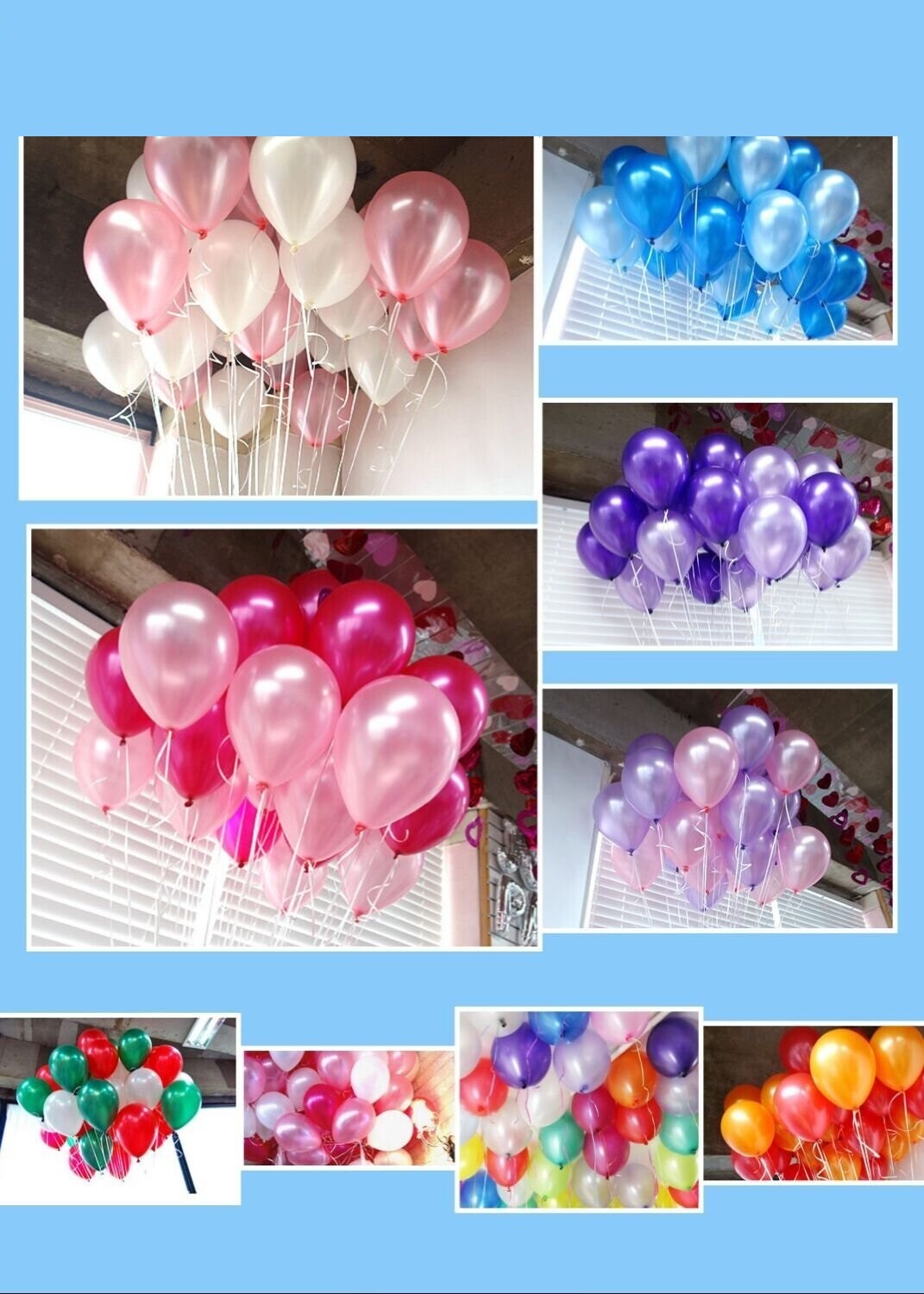 Pack of 50 High Quality Metallic Latex Balloons Mix colour For Party ...