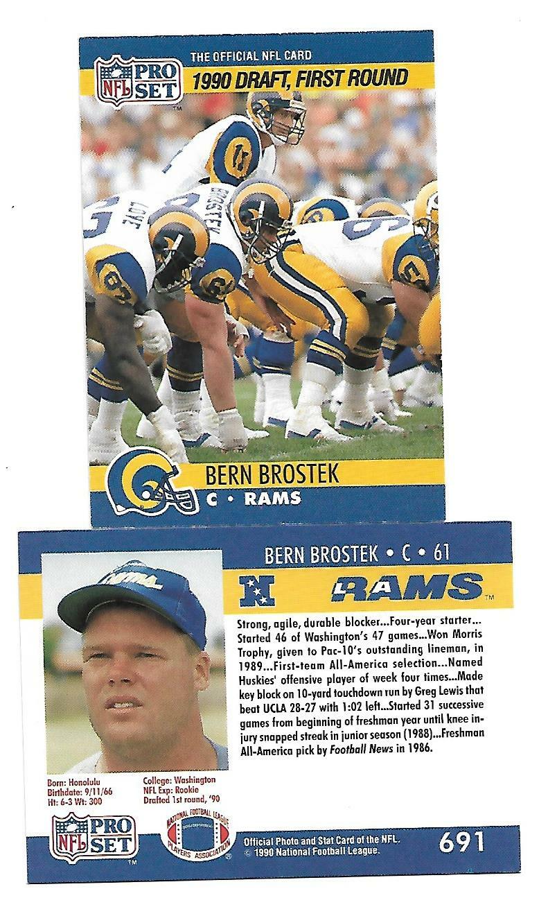 1990 Pro Set - Draft #691 Bern Brostek (RC) for sale online | eBay