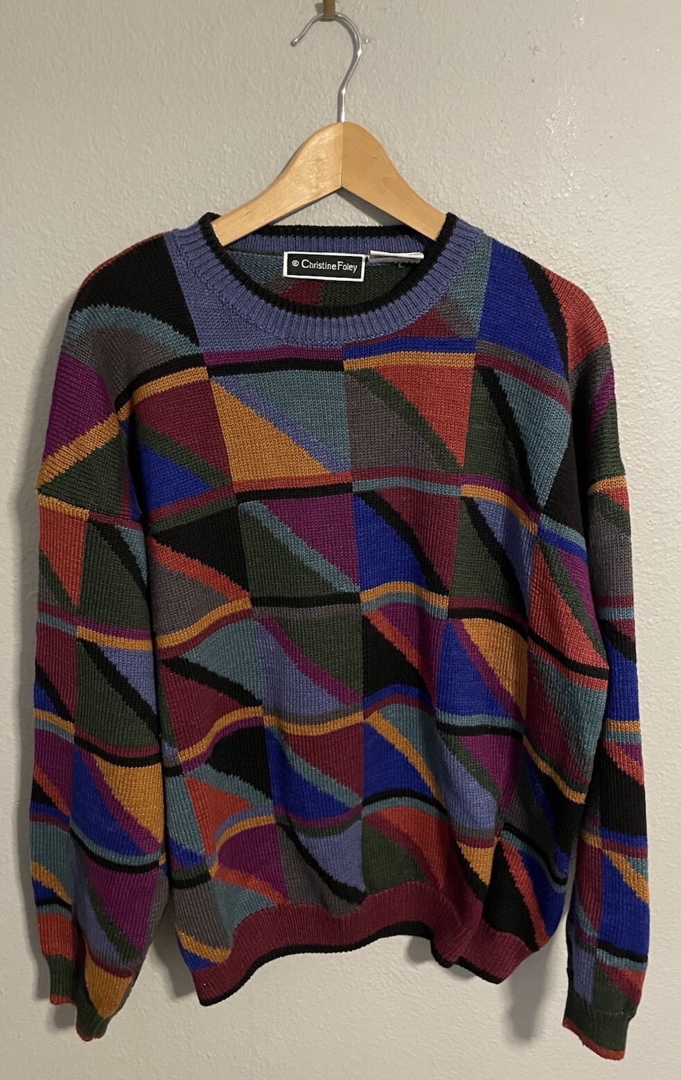 Vintage Christine Foley Mens Sweater Large Colorful A… - Gem