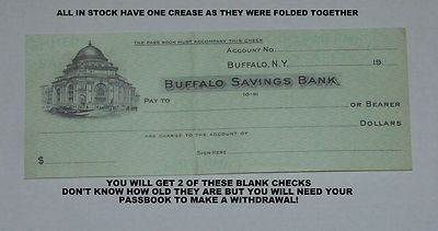 BUFFALO SAVINGS BANK CHECK UN-USED , BUFFALO NY SET OF 2 | eBay