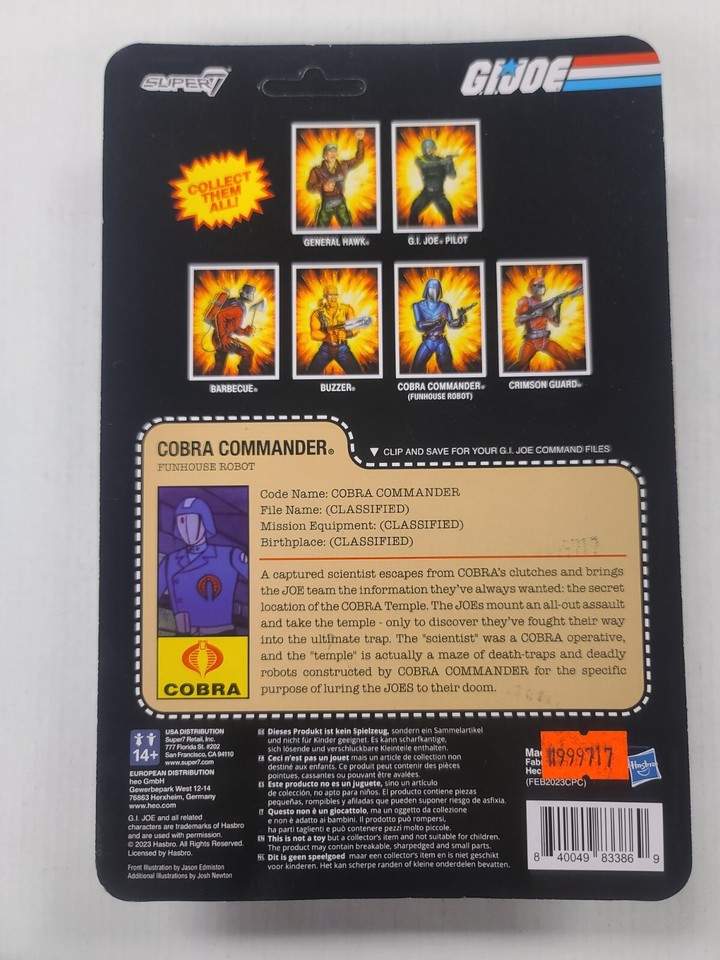 ReAction GI Joe 3.75'' COBRA COMMANDER & VARIANTS LOT (7) Super7 New | eBay
