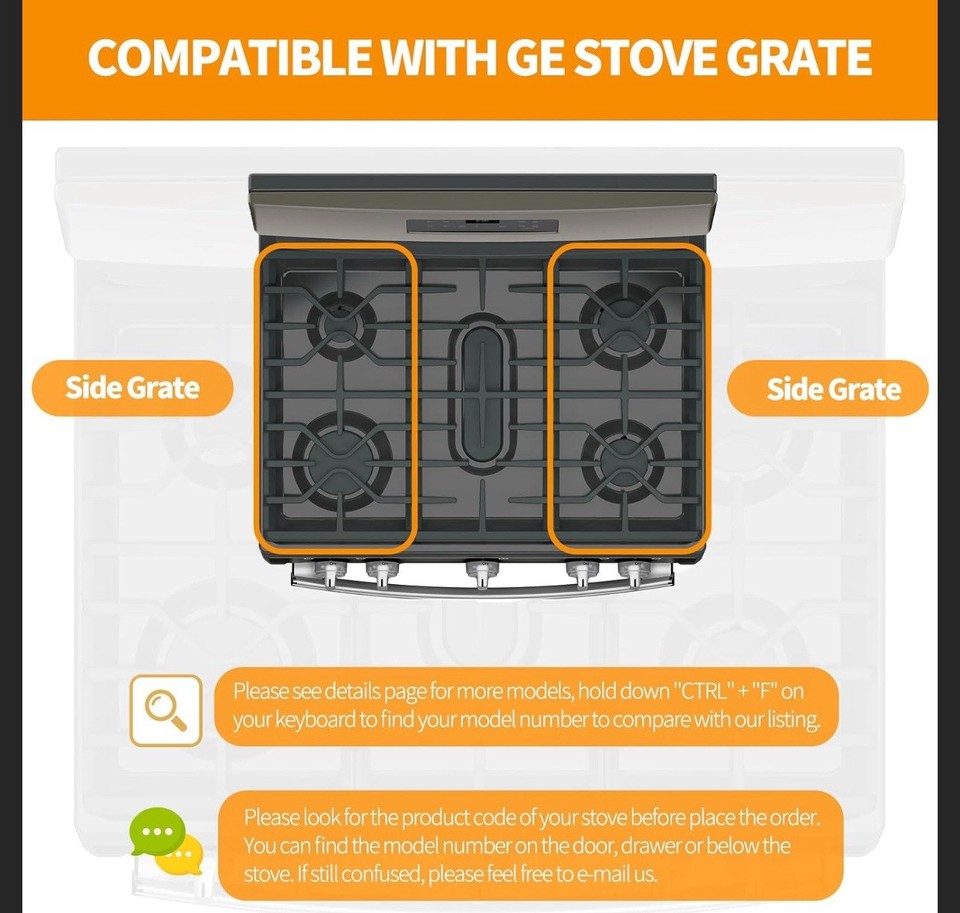 Upgraded WB31X27151 Grate Replacement for GE Stove Parts Range Burner 1 ...