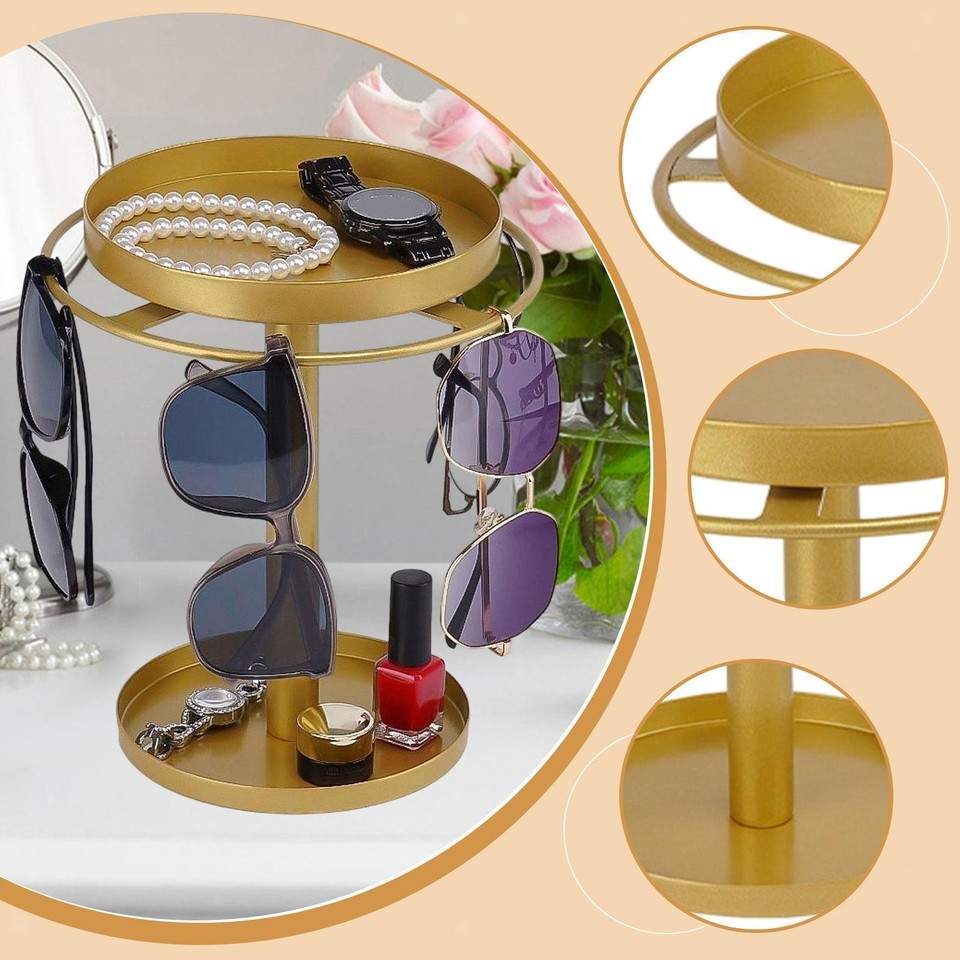 Rotating Sunglass Organizer with Tray Perfumes Glasses Watch Display ...
