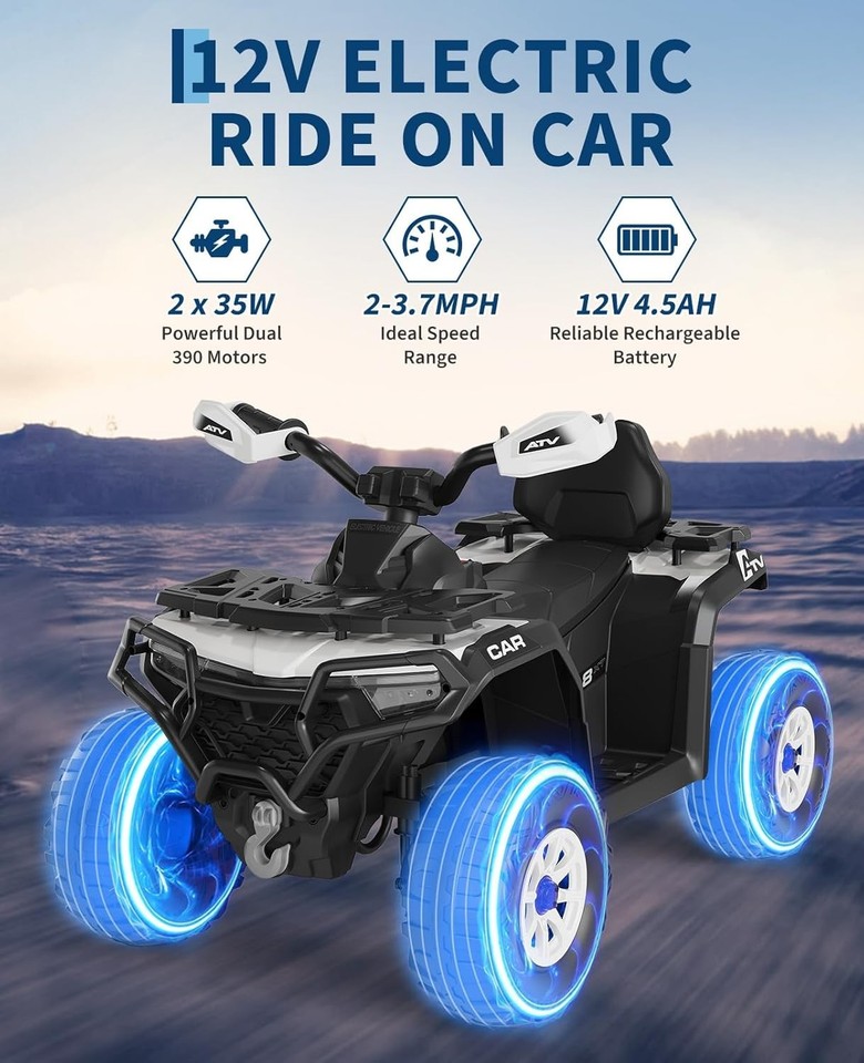 12V Electric Toy Quad Car Ride on 6mph w/ Low&High Speed 4-Wheeler for ...