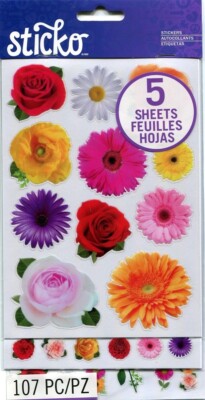 Flip Pack Stickers, Flowers, Photo Real -107 scrapbook stickers ...
