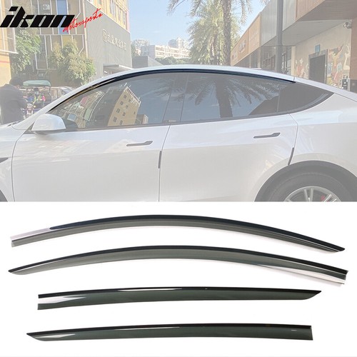 Fits 20-24 Tesla Model Y Tape-On Window Visors Sun Rain Guards ...