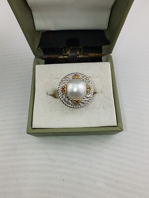 925 Sterling Silver Judith Ripka 2 Tone Pearl Ring Size 8 | eBay
