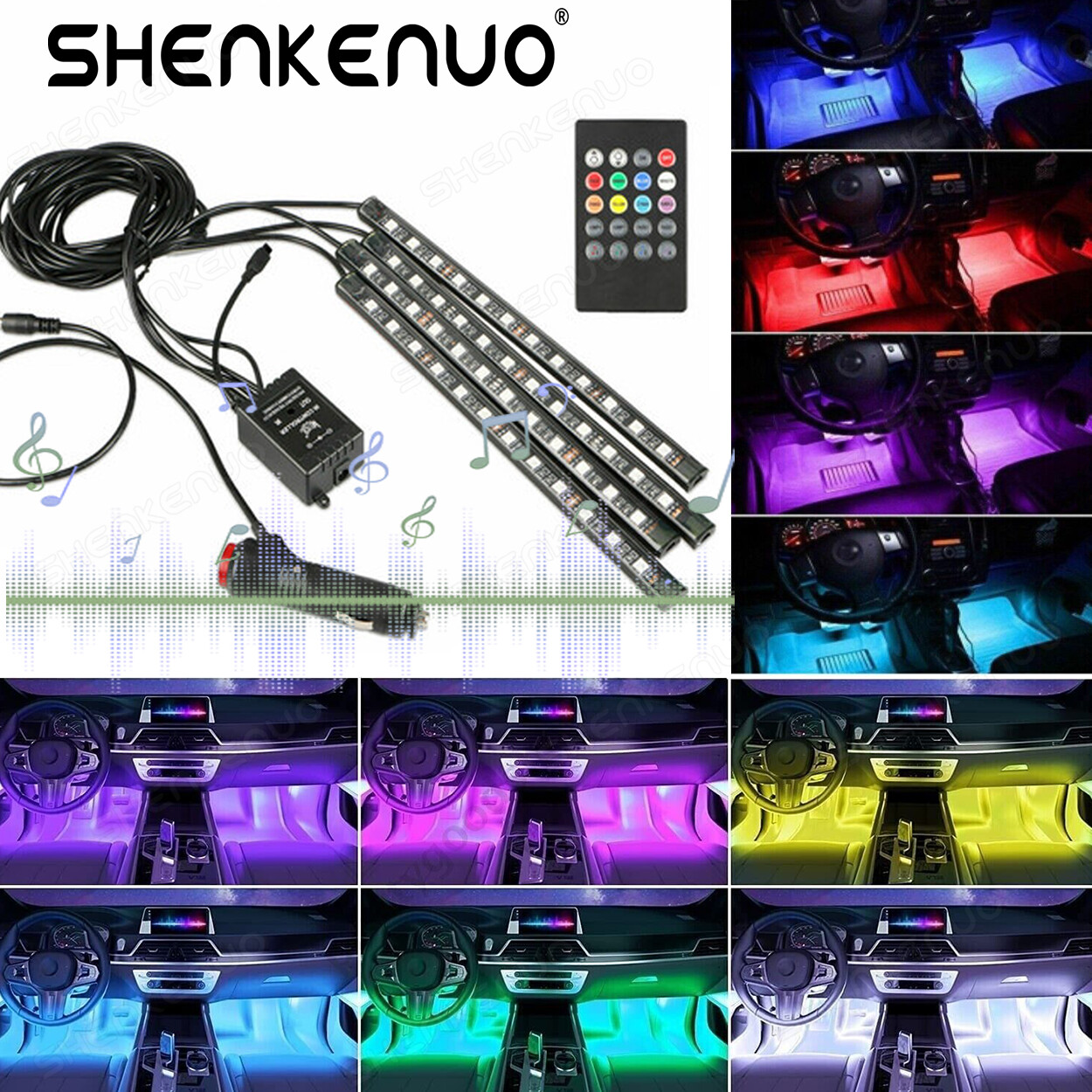 48 LED RGB Under Car Tube Glow Underglow Underbody System Neon Strip ...