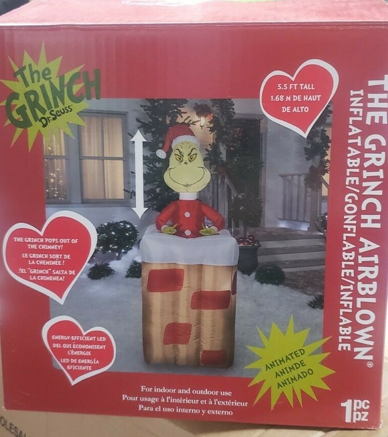 Gemmy 6ft Animated Grinch in Chimney Christmas Inflatable | Henmask By ...