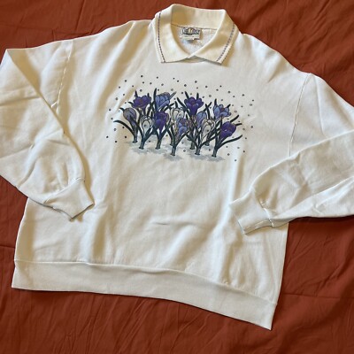 Vintage Grandma Cottage Core Day Breeze Floral Sweatshirt Large Made In ...