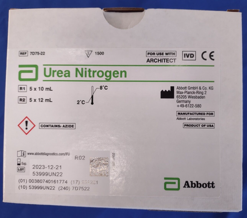 Abbott Architect Series Urea Nitrogen Reagent (1,500 Tests/Kit) 7D75-22 ...