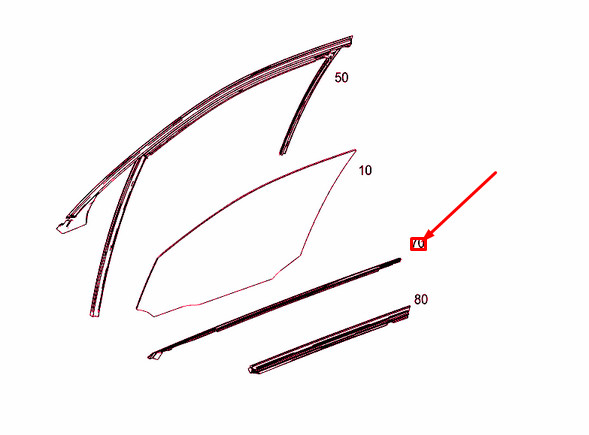 OEM Mercedes-Benz C W204 Front Left Door Window Sealing Rail ...