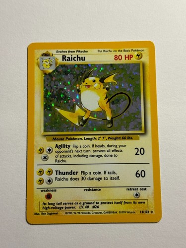 Pokémon TCG Raichu Base Set 14/102 Holo Unlimited Holo Rare | eBay