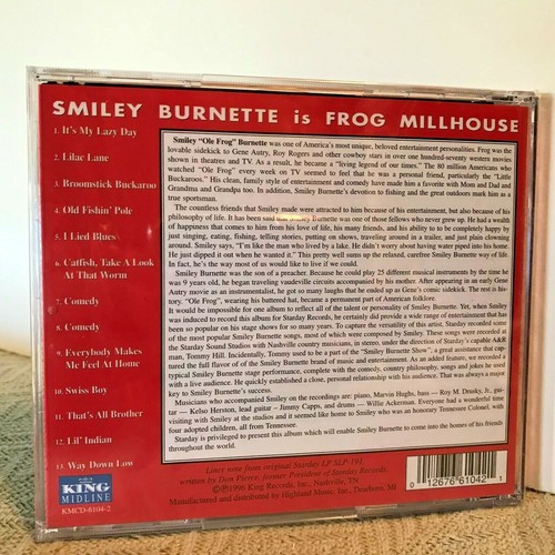 SEALED ! Smiley Burnette CD Smiley Is A Frog Millhouse, KMCD-6104-2 ...