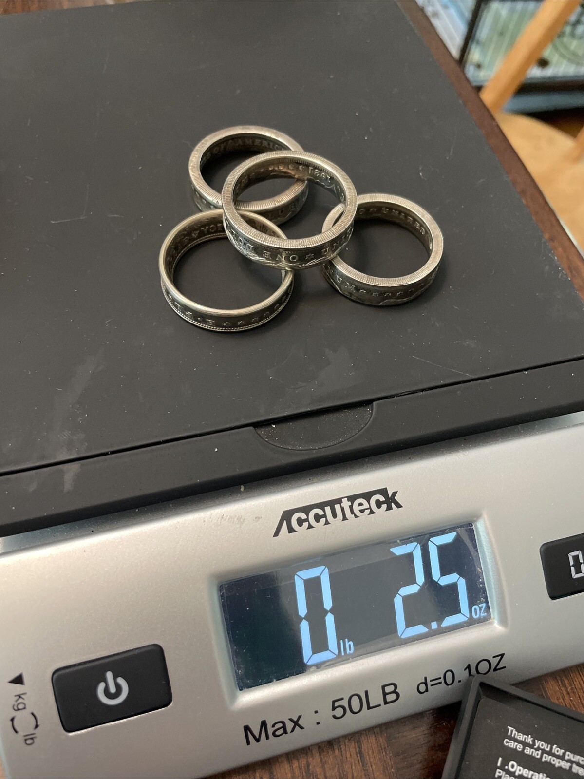 Lot of 4 1921 Morgan 900 Silver Dollar Coin Rings Large Sizes Wear ...