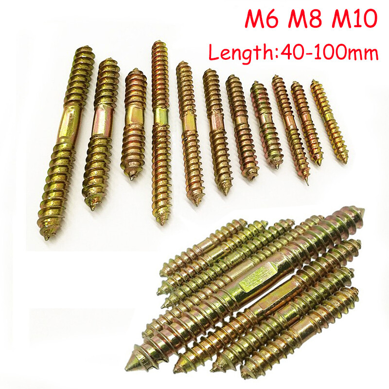 M6 M8 M10 Double Ended Dowel Screw Wood Threaded Self Tapping Bar Rod ...