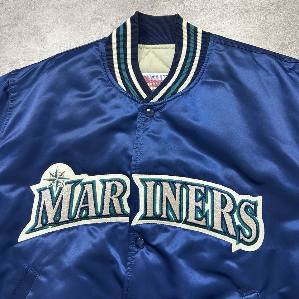VTG 90s MLB SEATTLE MARINERS STARTER AUTHENTIC DIAMOND COLLECTION SATIN ...