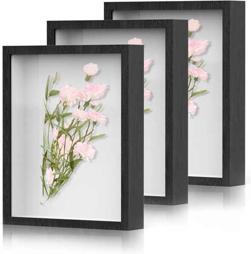 Shadow Box Frame 8x10 - 3 Pack Wood Deep Shadowbox with 8x10-black ...