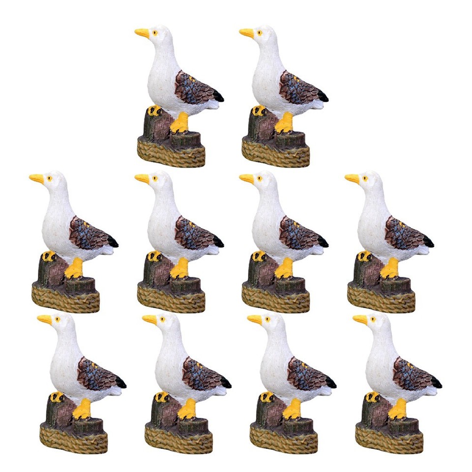 10 Pcs Nautical Coastal Seagull Statue Garden Decorative Bird Figurine ...