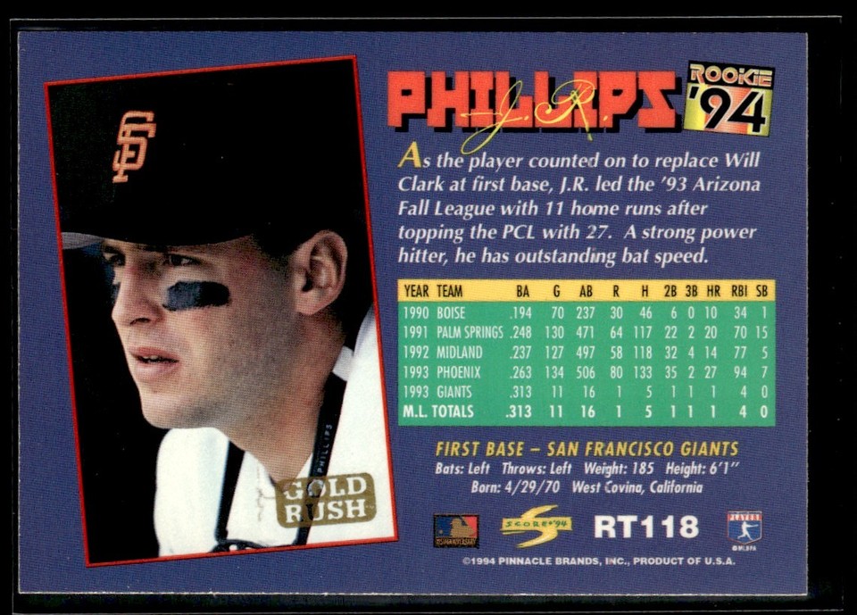1994 Score Gold Rush J.R. Phillips San Francisco Giants #RT118 | eBay