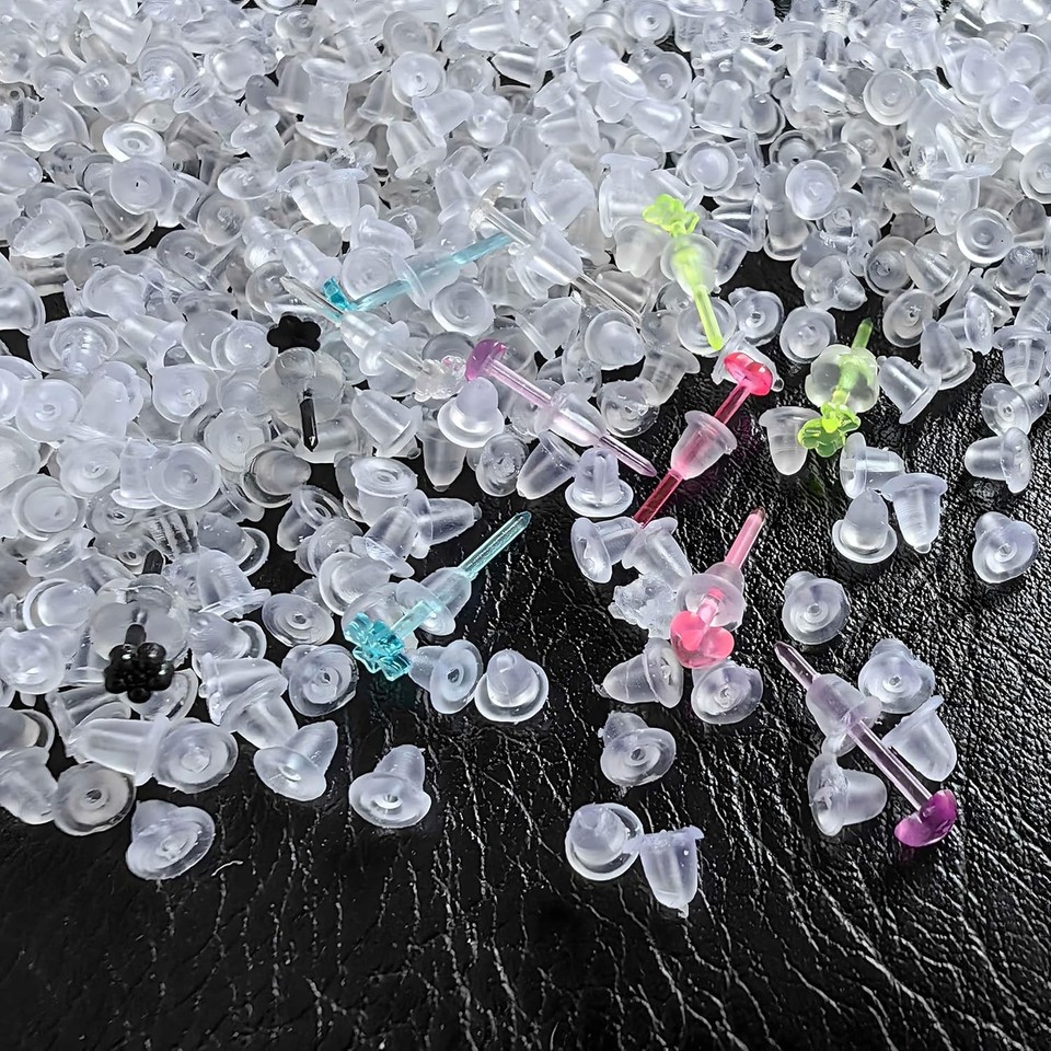 300pcs 4mm Silicone Earring Backs for Studs Earring Backings Soft Clear ...