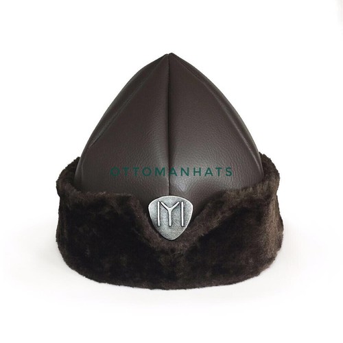 Turkish Ottoman Bork Hat Ertugrul Dirilis Fur Leather Winter Cap IYI ...