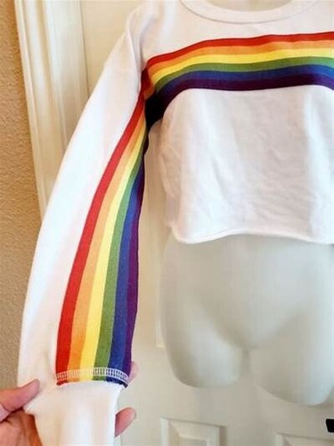 🌈 Abercrombie & Fitch Rainbow Crop Sweatshirt Size XS | eBay