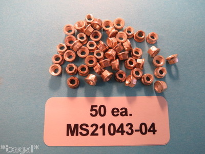 MS21043-04 Silver Plated Reduced Hex Head S.S. Aircraft Lock Nuts (50 ...