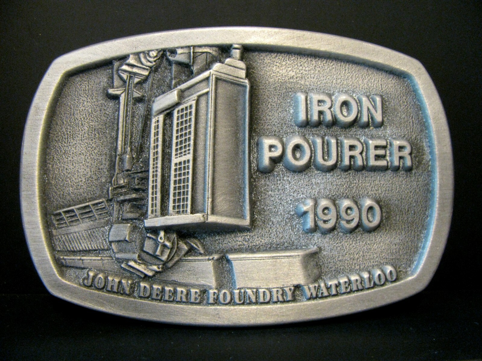 John Deere Foundry Waterloo IA Iron Pourer 1990 Pewter Belt Buckle jd ...
