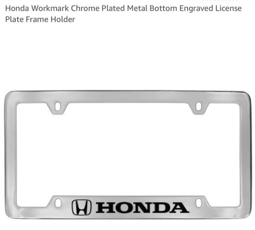 Honda Chrome Plated Bottom Engraved License Plate Frame And Anti Theft ...